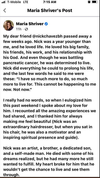 Maria Shriver's post about Nick Chavez - Blogs & Forums