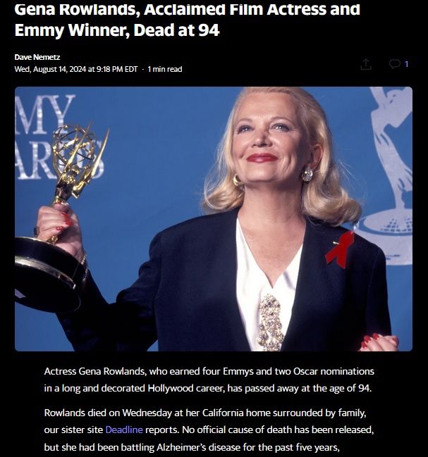 Gena Rowlands - Died at 94 - "The Notebook" "Glori... - Page 4 - Blogs ...