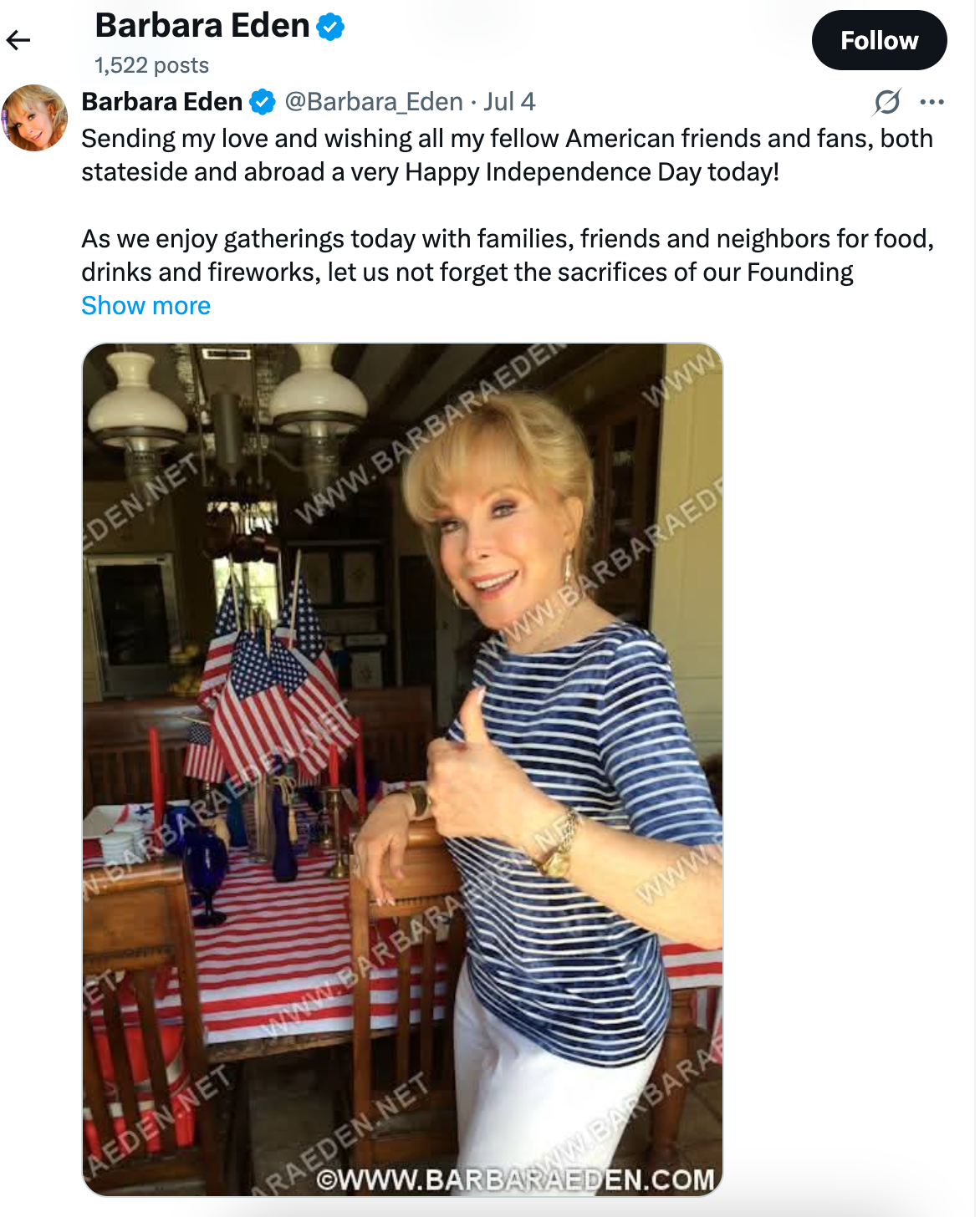 BARBARA EDEN GREETING - Blogs & Forums