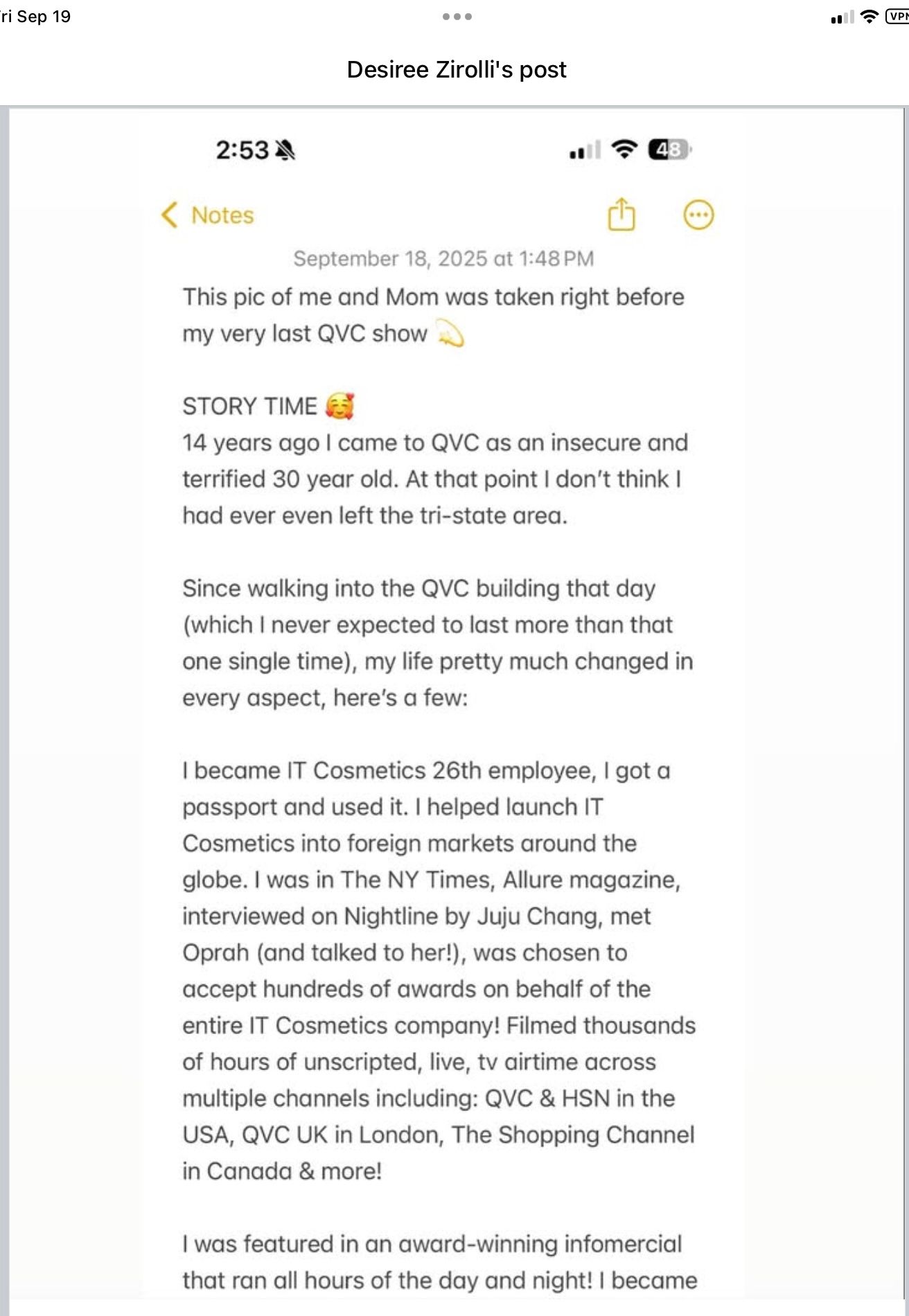 Desiree Zirolli of It Cosmetics -- Last Day 9/18/2... - Page 3 - Blogs ...